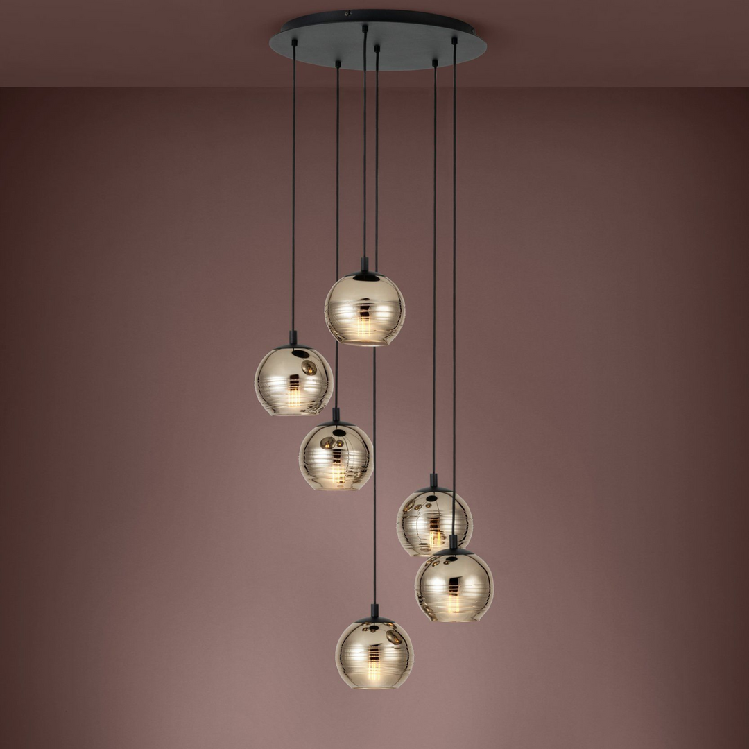 Lemorieta takpendel Rondell 6 lys - Svart/Messing – Lightup.no