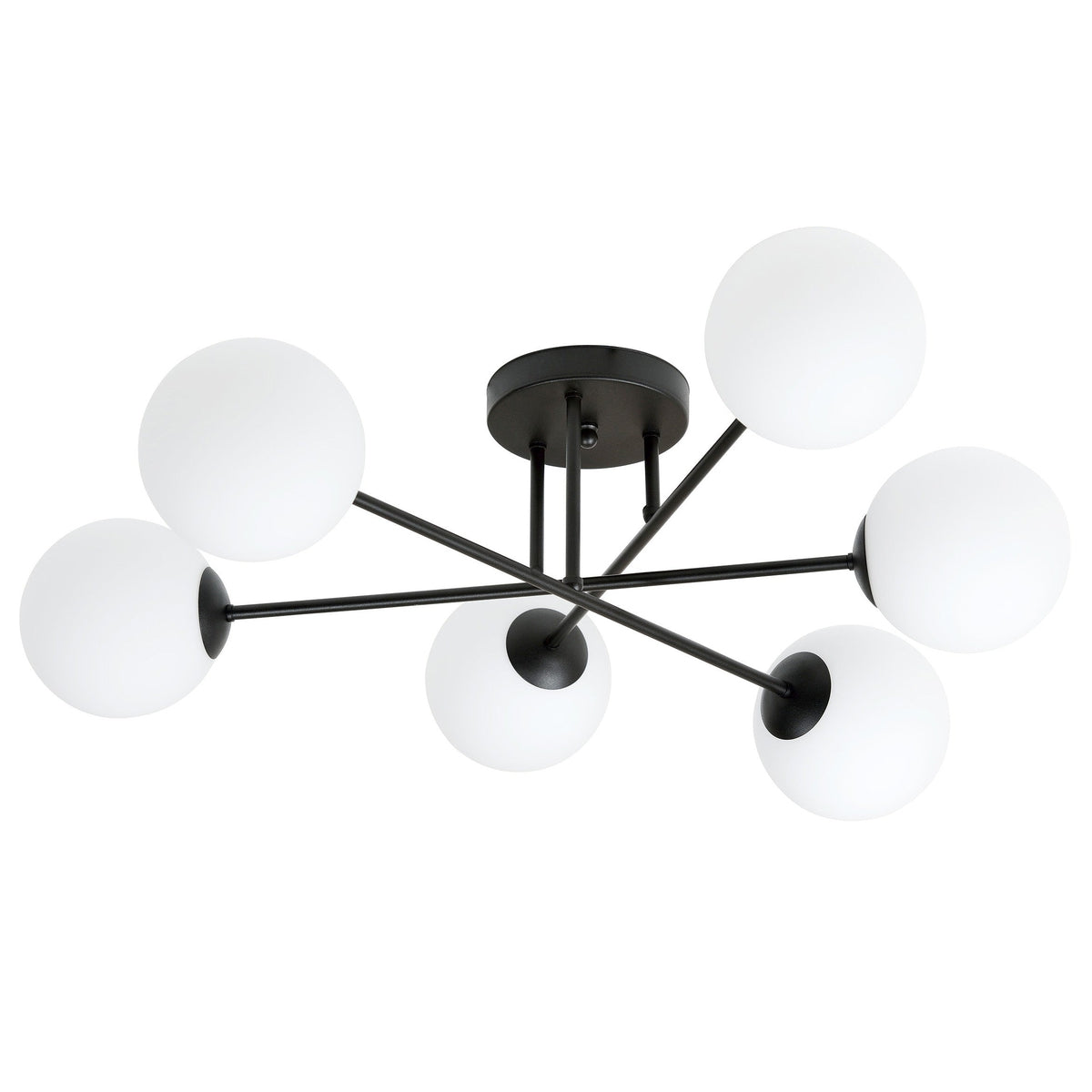 Roma taklampe 6-lys - Svart/Opal – Lightup.no