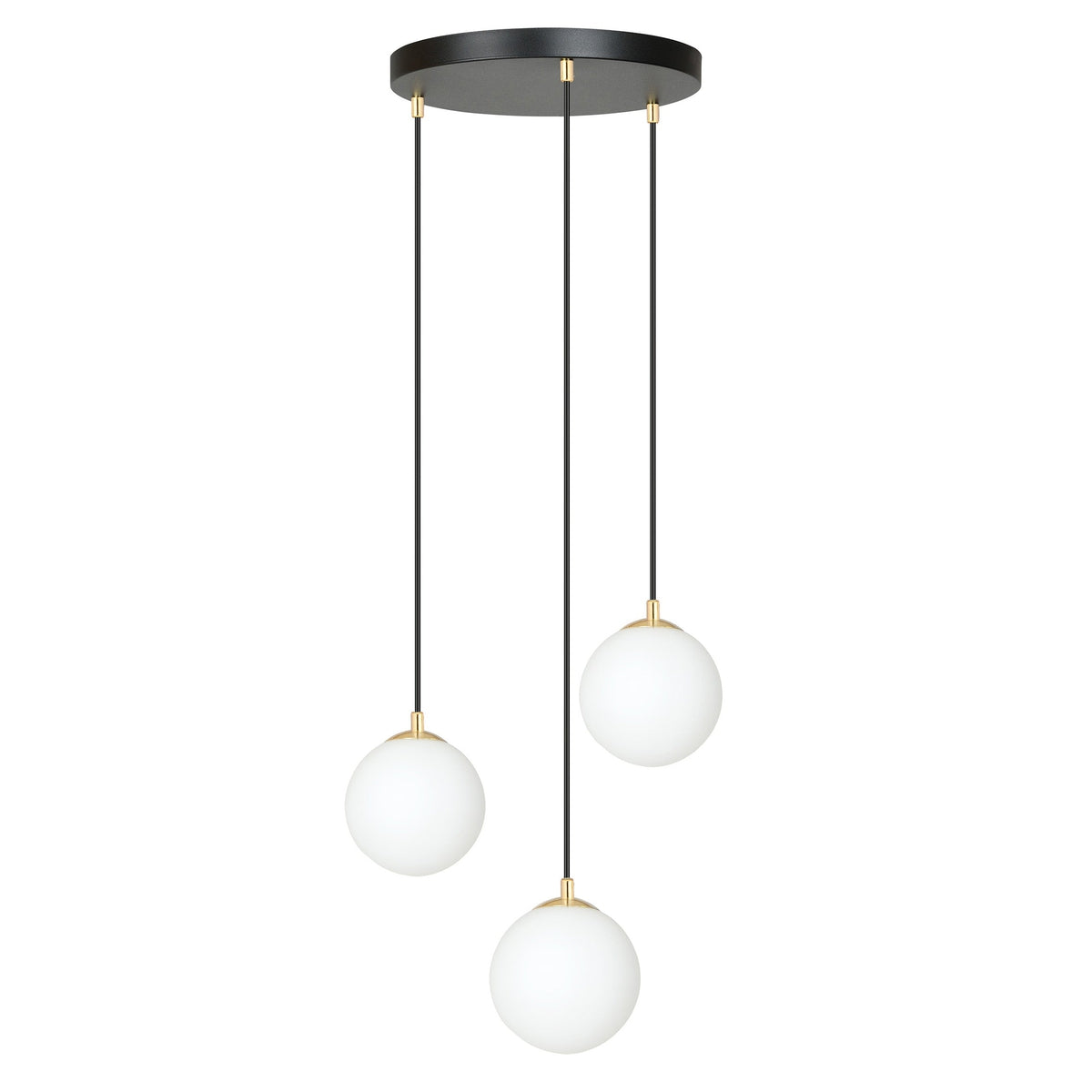 Royal takpendel 3-lys - Svart/Opal/Gullfarget – Lightup.no