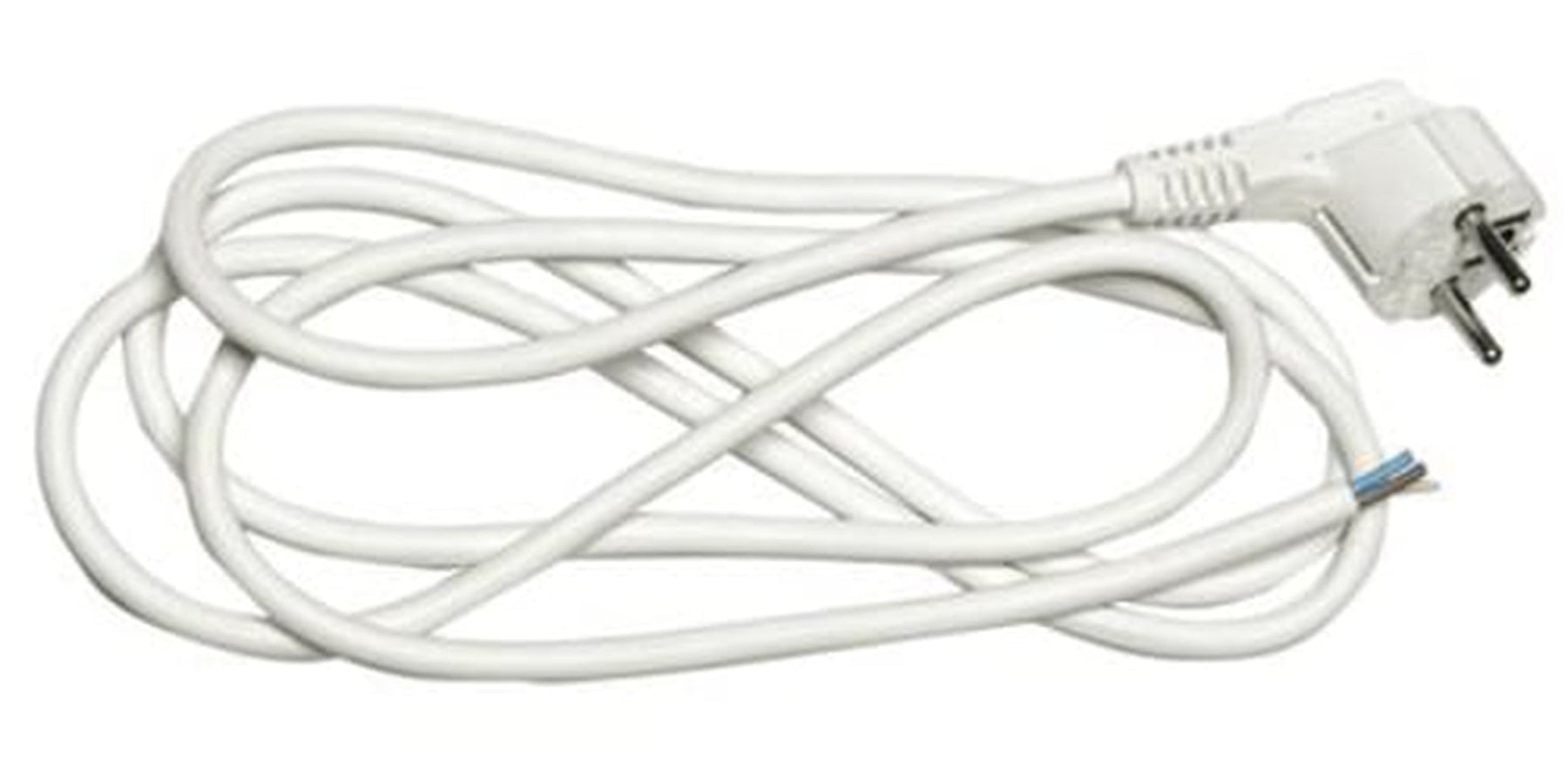 Ledning med vinklet plugg 2 meter 3x1,5 mm jordet - Hvit – Lightup.no