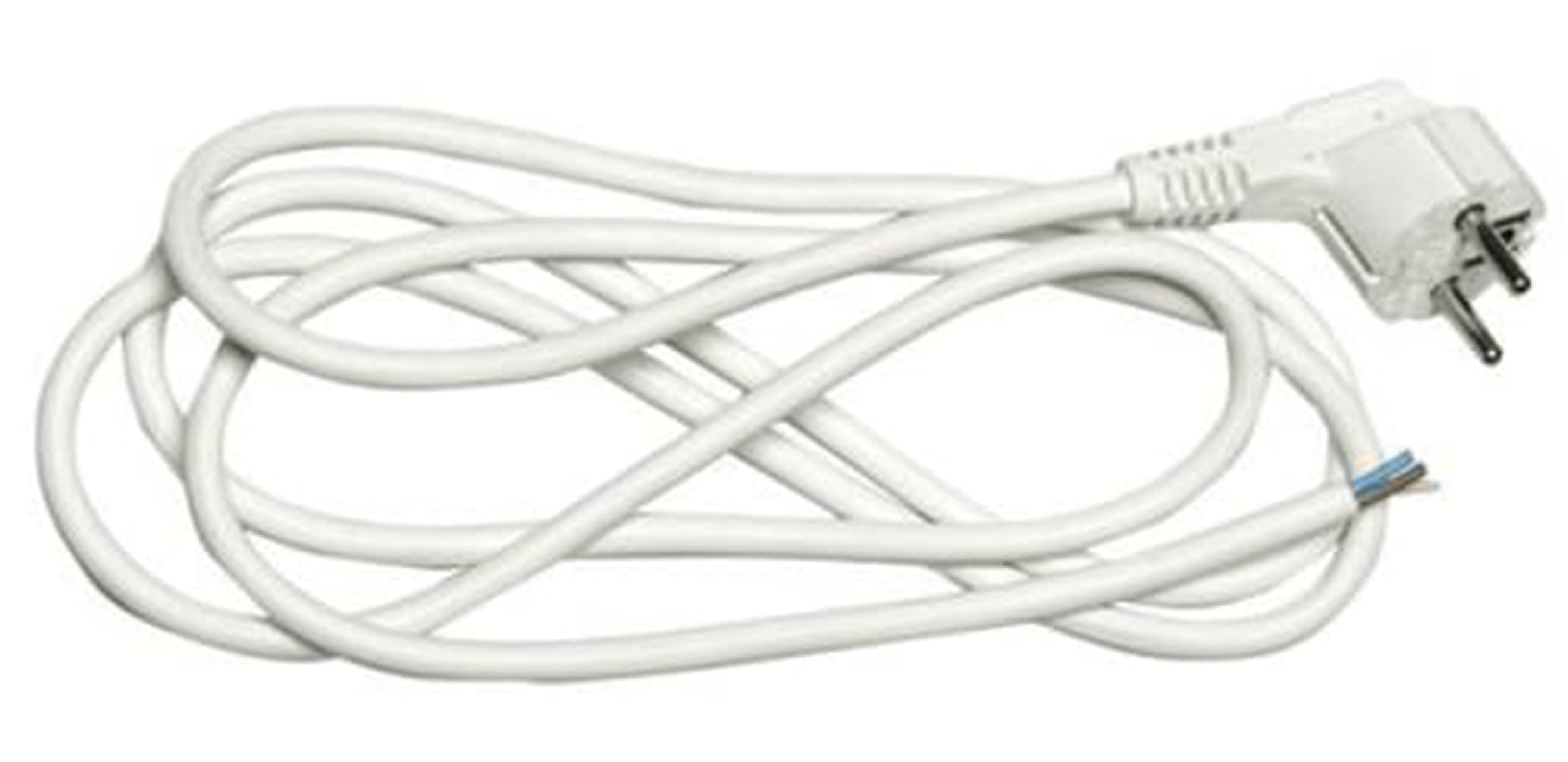 Ledning med vinklet plugg 2,5 meter 3x1,5 mm jordet - Hvit – Lightup.no